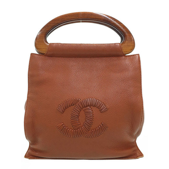 CHANEL | Bags | Chanel Wood Handle Coco Mark Handbag Brown | Poshmark